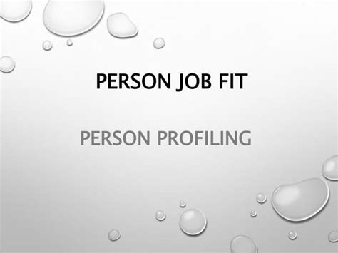 Person Profiling Person Job Fit Pptx