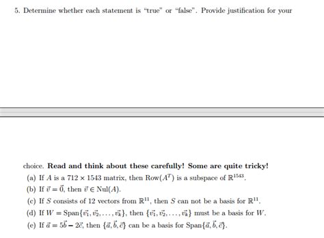 Solved Determine Whether Each Statement Is True Or Chegg