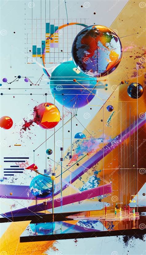 Vibrant Floating Charts Depicting Abstract Data Analysis Process In