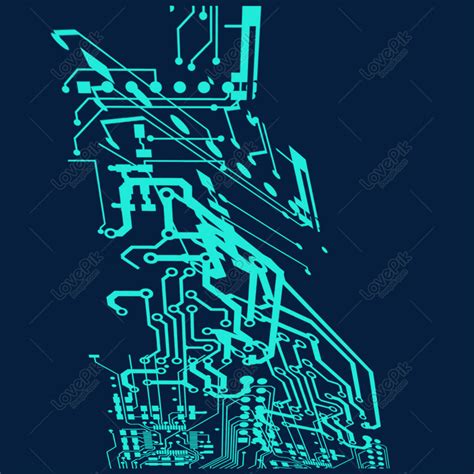 블루 테크 회로 기판 요소 Png 일러스트 무료 다운로드 Lovepik