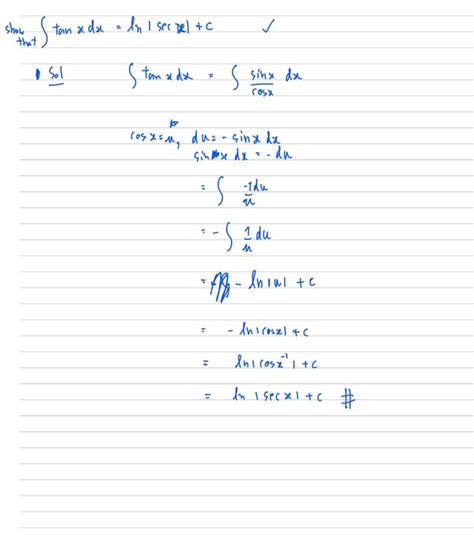 Integral Of Tan X Dx Integrate Tan X Dx Calculus R Mathstepbystep