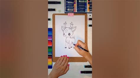 Как нарисовать ОЛЕНЁНКА🦌БЫСТРЫЙ рисунок Drawing какнарисовать Howtodraw