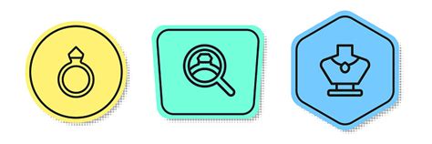 세트 라인 다이아몬드 약혼 반지 목걸이 마네킹 컬러 셰이프입니다 벡터 0명에 대한 스톡 벡터 아트 및 기타 이미지 0명