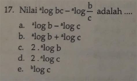 Nilai Alog Bc Alog Bc Adalah