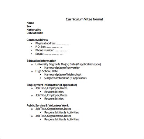 CV Samples Sample Templates