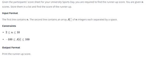 My Tech Journey Challenge Find The Runner Up Score