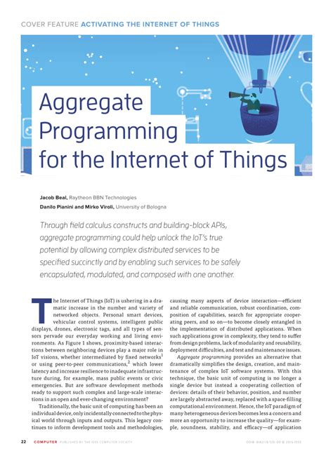 Pdf Aggregate Programming For The Internet Of Things
