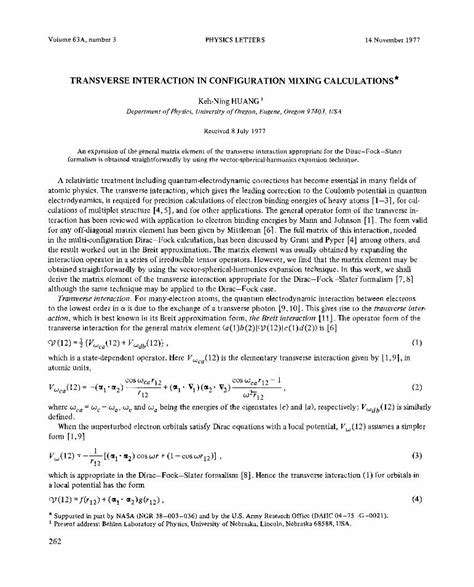 pdf transverse interaction in configuration mixing calculations
