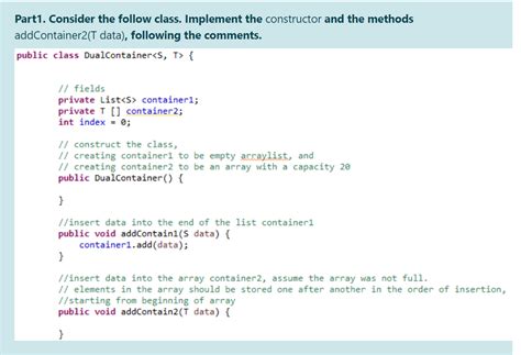 Solved Part1 Consider The Follow Class Implement The