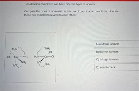 Solved Coordination Complexes Can Have Different Types Of