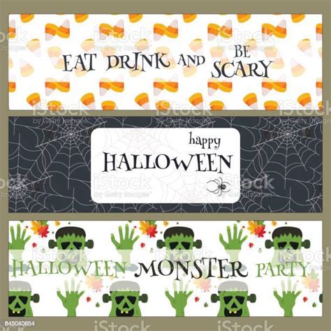 할로윈 파티 배너 호박 유령 홀리데이 컬렉션 벡터 일러스트 레이 션 10월에 대한 스톡 벡터 아트 및 기타 이미지 10월 Zombie Walk 가을 Istock