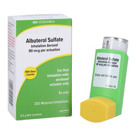 Albuterol Sulfate Inhalation Aerosol 90mcg Carton 85g Medex Supply