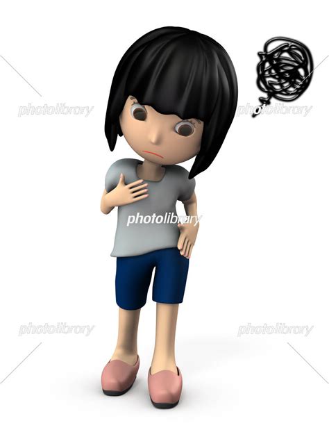 不安げにうつむく若い女性 イラスト素材 6002157 フォトライブラリー Photolibrary