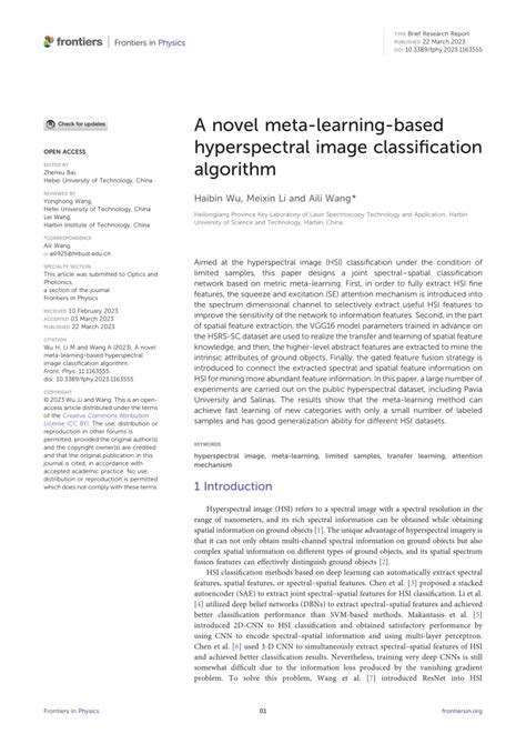 pdf a novel meta learning based hyperspectral image classification