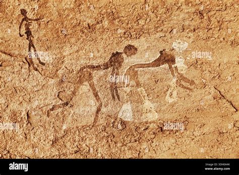 Famous Prehistoric Rock Paintings Of Tassili Najjer Algeria Stock