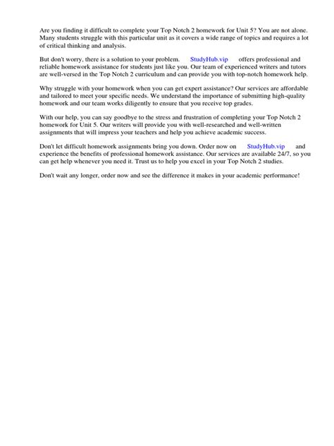 Top Notch 2 Homework Unit 5 Pdf Homework American Psychological