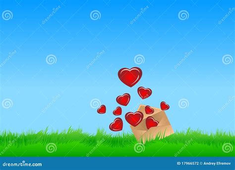 Envelope With Hearts On Grass Stock Vector Illustration Of Elegance Nature 17966572