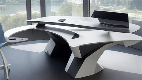 Premium Ai Image An Advanced Pc Table For Futuristic Workspace With