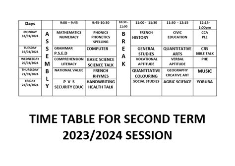 Second Term Exam Time Table 2023 2024 1 Pdf