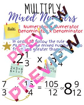 Multiply Mixed Numbers Anchor Chart By Ruled By Rory TPT