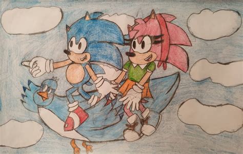 Classic Sonic And Classic Amy Flying With Flicky By Mariana17867 On