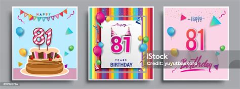 벡터 집합의 생일 초대장 인사말 카드 디자인 색종이와 풍선 생일 케이크 생일 축 하 파티에 대 한 다채로운 벡터 템플릿 요소 공휴일에 대한 스톡 벡터 아트 및 기타 이미지