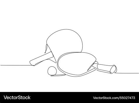 Single One Line Drawing Paddle Ping Pong Racket Vector Image