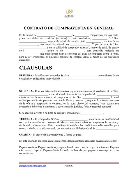 Contrato De Compra Venta Machote