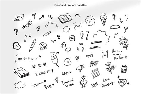 201 Freehand Random Doodles Set