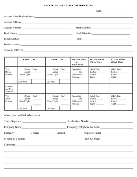 Backflow Test Report Form ≡ Fill Out Printable Pdf Forms Online