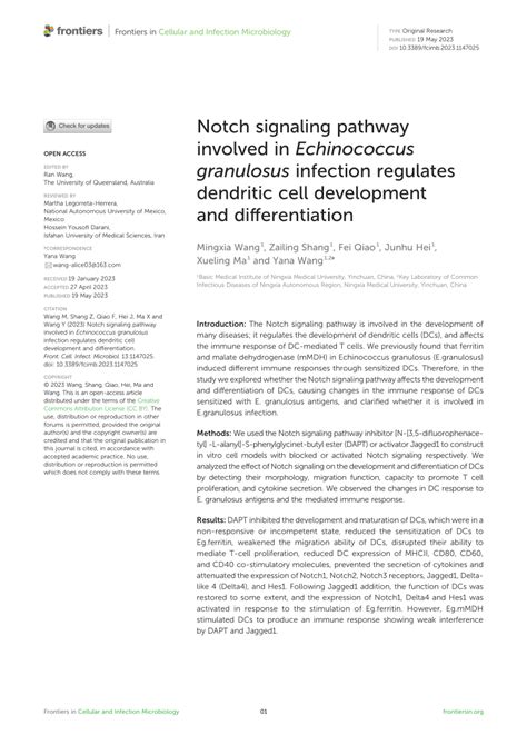 Pdf Notch Signaling Pathway Involved In Echinococcus Granulosus