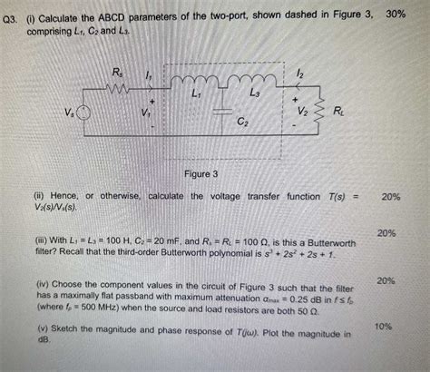 i calculate the abcd parameters of the two port shown dashed in