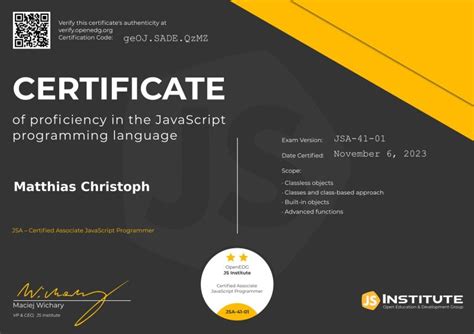 Matthias Christoph On Linkedin Javascript Oop Certification Jsa Developer Roadmap