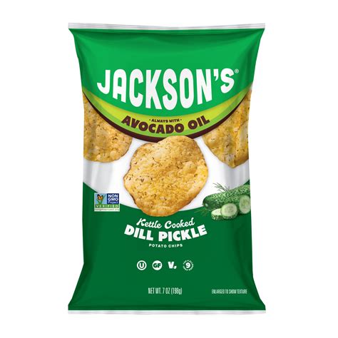 Jacksons Dill Pickle Kettle Chip In Avocado Oil 7oz Pack Of 6
