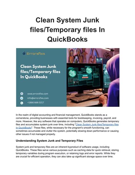 Ppt Clean System Junk Filestemporary Files In Quickbooks Powerpoint
