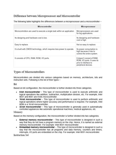 Difference Between Microprocessor And Microcontroller Pdf Microcontroller Microprocessor