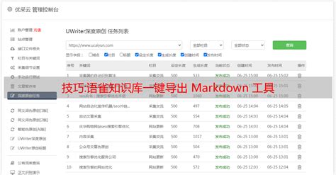 技巧 语雀知识库一键导出 markdown 工具 优采云自动文章采集器