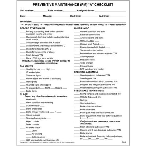 Preventive Maintenance Checklist Maintenance Tips For Heavy Equipment