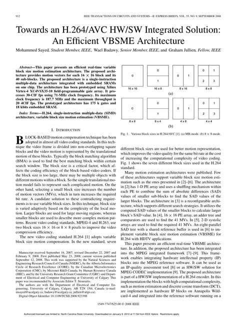 Pdf Towards An H264avc Hwsw Integrated Solution An Efficient