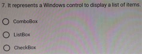 Solved It Represents A Windows Control To Display A List Of Items
