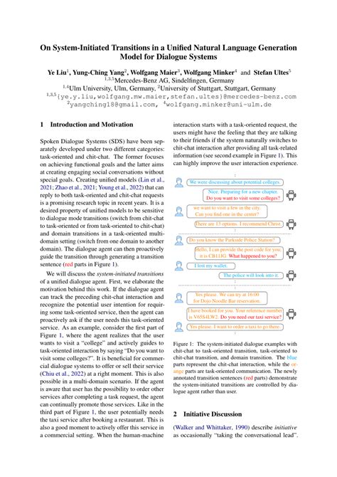 Pdf On System Initiated Transitions In A Unified Natural Language Generation Model For