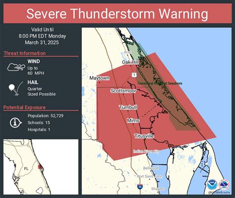 Weather Alert Severe Thunderstorm Warning Issued For Titusville Mims