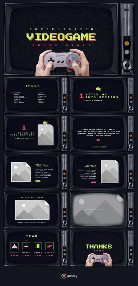 Retro Video Game Presentation Template Powerpoint Slide Designs