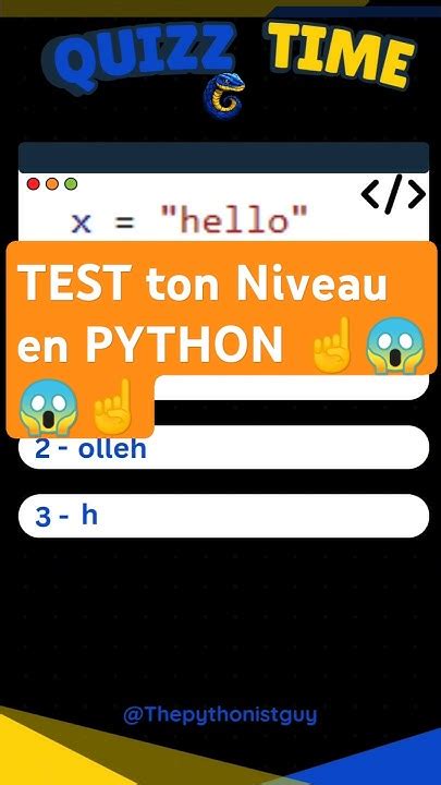 Test Ton Niveau En Python 😱☝️ Apprendre Python En Français