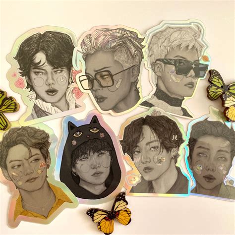 Vers Holographic Ot Bts Sticker Pack Bts Sticker Bangtan Etsy