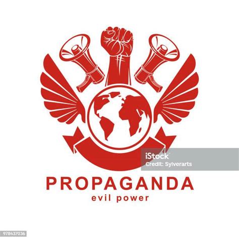 마케팅 포스터 확성기 장치 지구 지구 구성 하 고 혁명적인 사람 벡터 일러스트 레이 션의 쥔된 주먹을 제기 사회적 행동에 영향력의 강력한 무기로 서 선전 Revolution