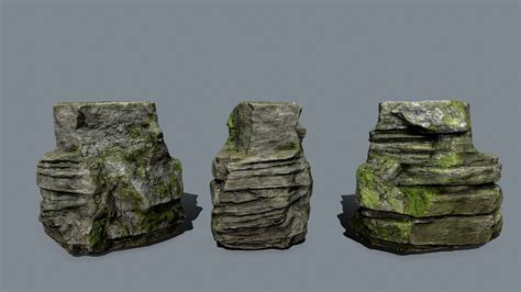 Artstation Mossy Rocks Game Assets