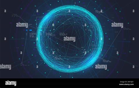 futuristic blue sphere consisting of connection networks neural communication bundle of big