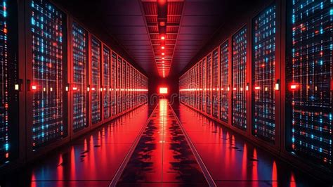 Futuristic Data Center Illuminated By Vibrant Technology Showcasing Glowing Servers And