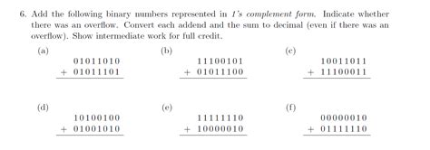 Add The Following Binary Numbers Represented In 1s
